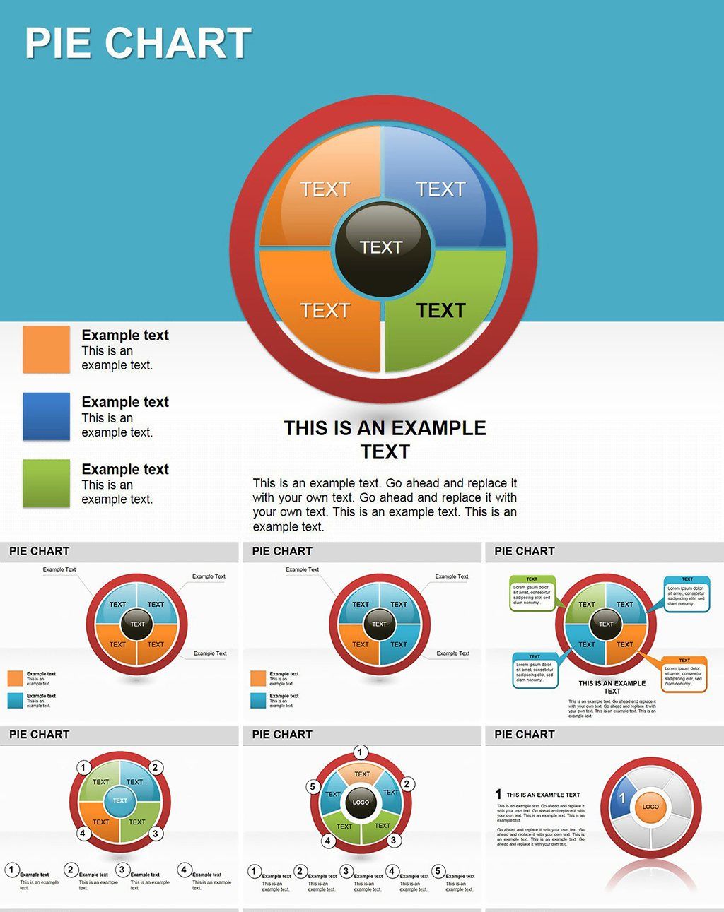 Pie 5 Segments Keynote Charts Template Presentations