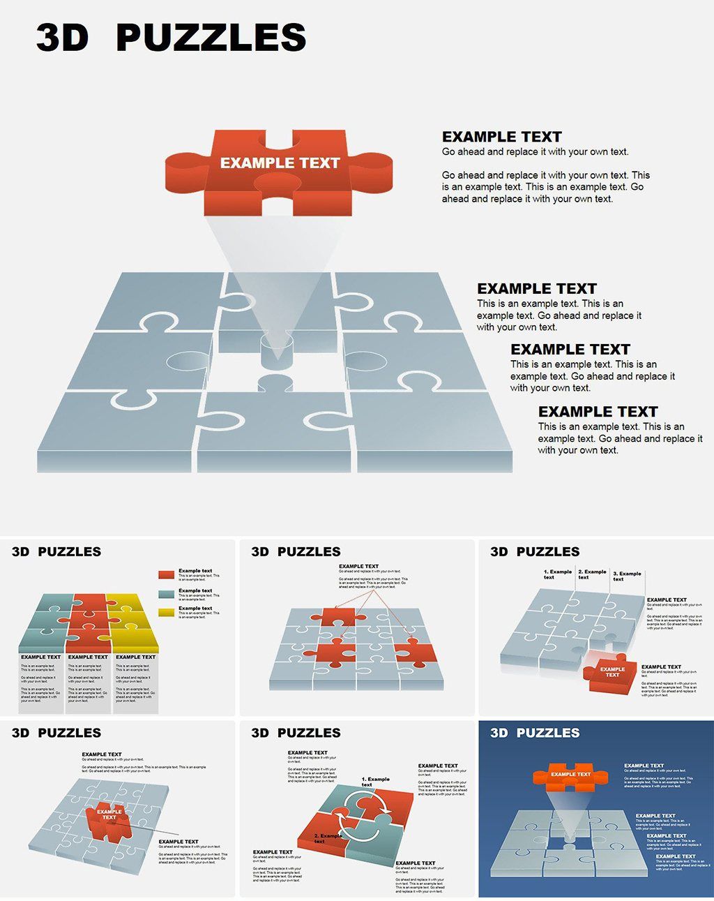 3D Puzzle Keynote Charts Template