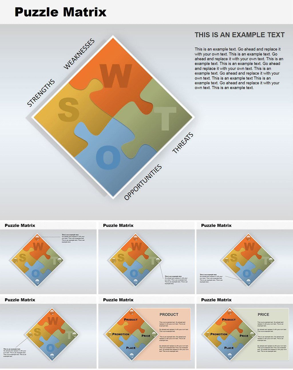 Puzzle Matrix Keynote Charts Template for Presentation