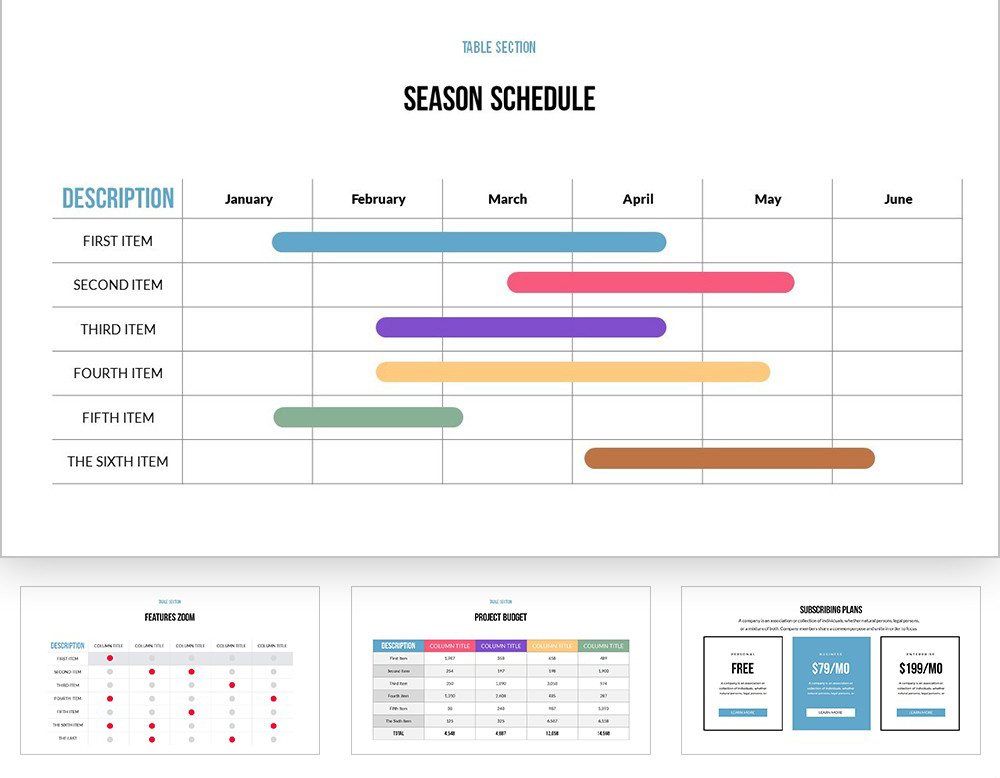 Schedule Keynote charts - Presentation
