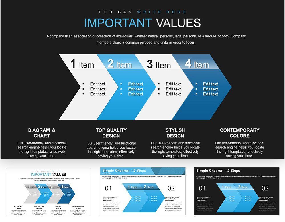 Simple Chevron Steps Free Keynote charts