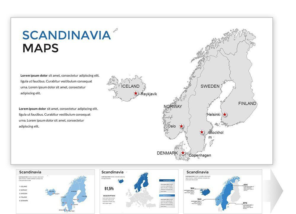 Scandinavia Keynote Maps: 37 Editable Slides for Pros