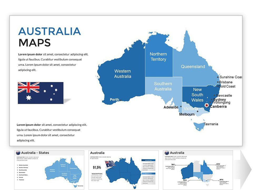 Australia Keynote Maps Template - Editable & Professional