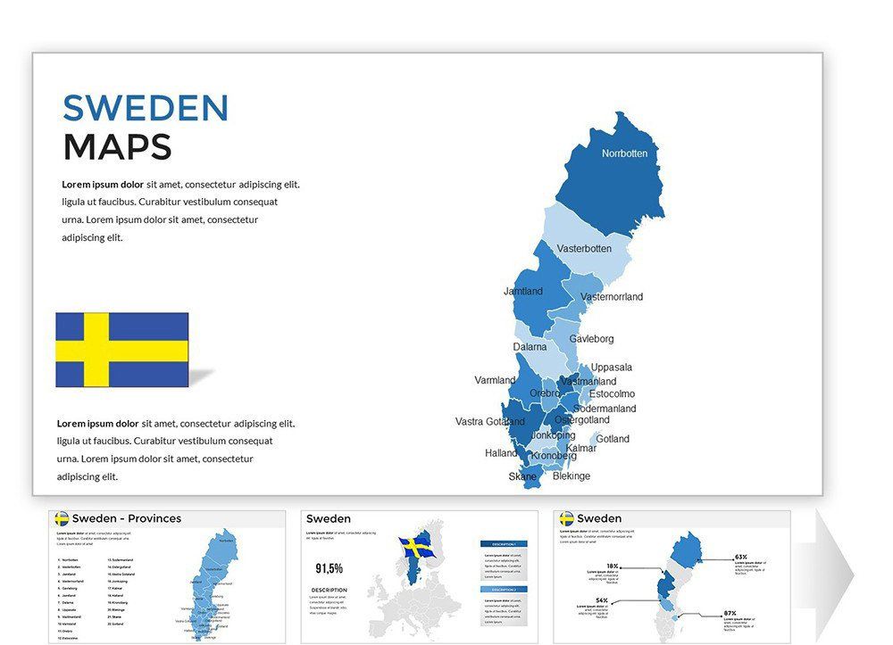 Map Sweden: Keynote Maps of Sweden Templates