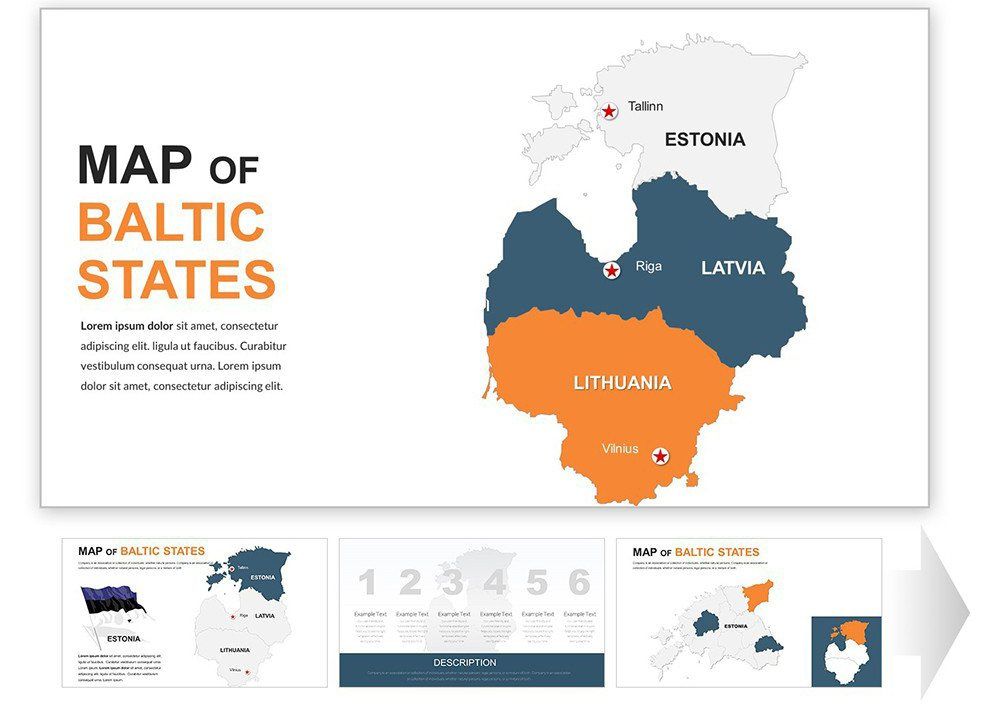 Baltic States Keynote Maps: 40 Customizable Slides