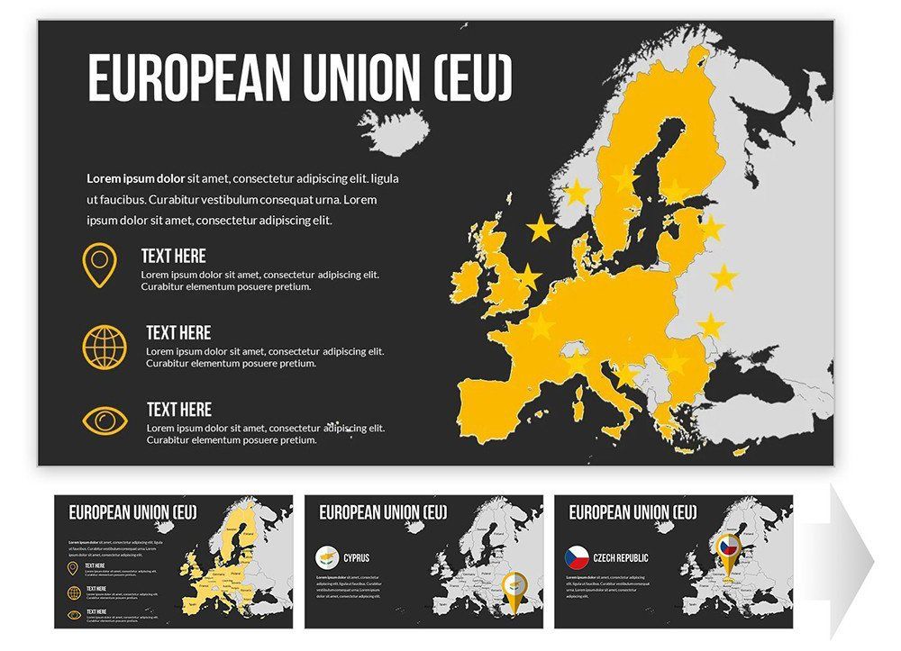 Editable EU Maps Keynote Template: Pro Visuals