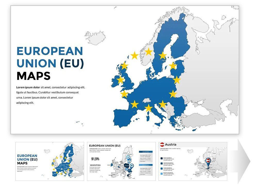 Collection EU maps: European Union Countries Keynote map template ...