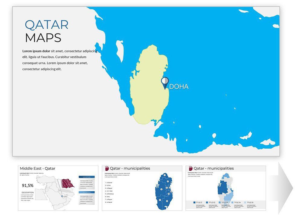 Editable Qatar Map Keynote Template - 37 Pro Slides
