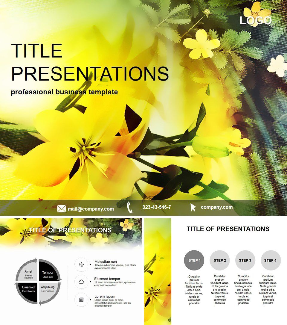 Yellow flowers as a gift Keynote templates