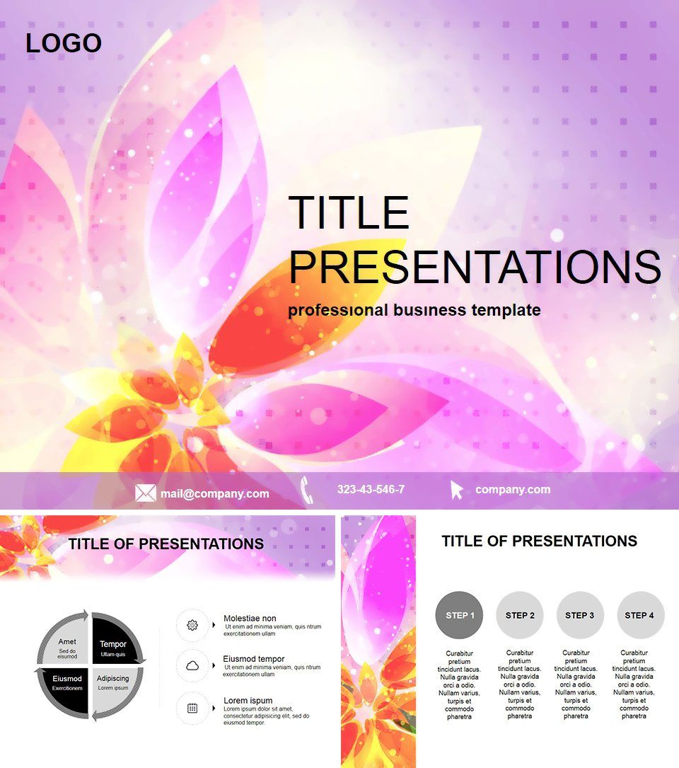 Vector Purple Flower Keynote template
