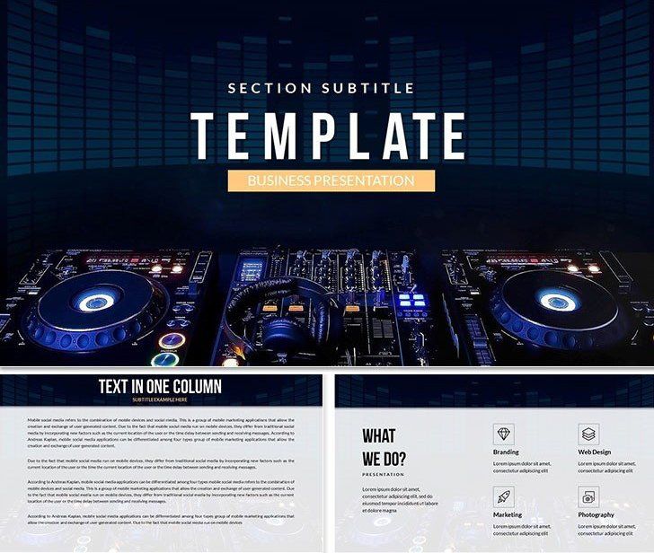 DJ mixer player Keynote templates