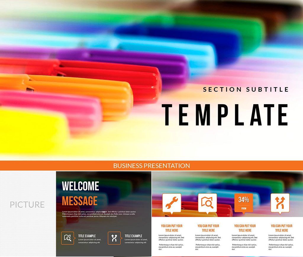 Multicolored Markers Keynote templates | ImagineLayout.com