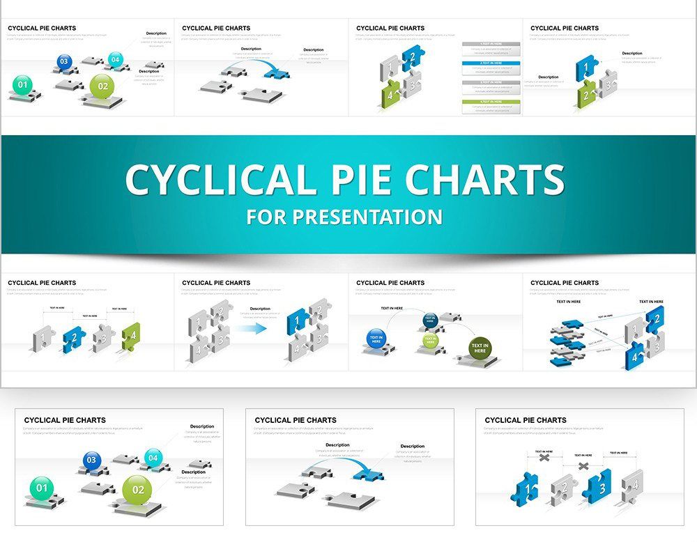Cyclical Puzzle Charts for PowerPoint Presentation