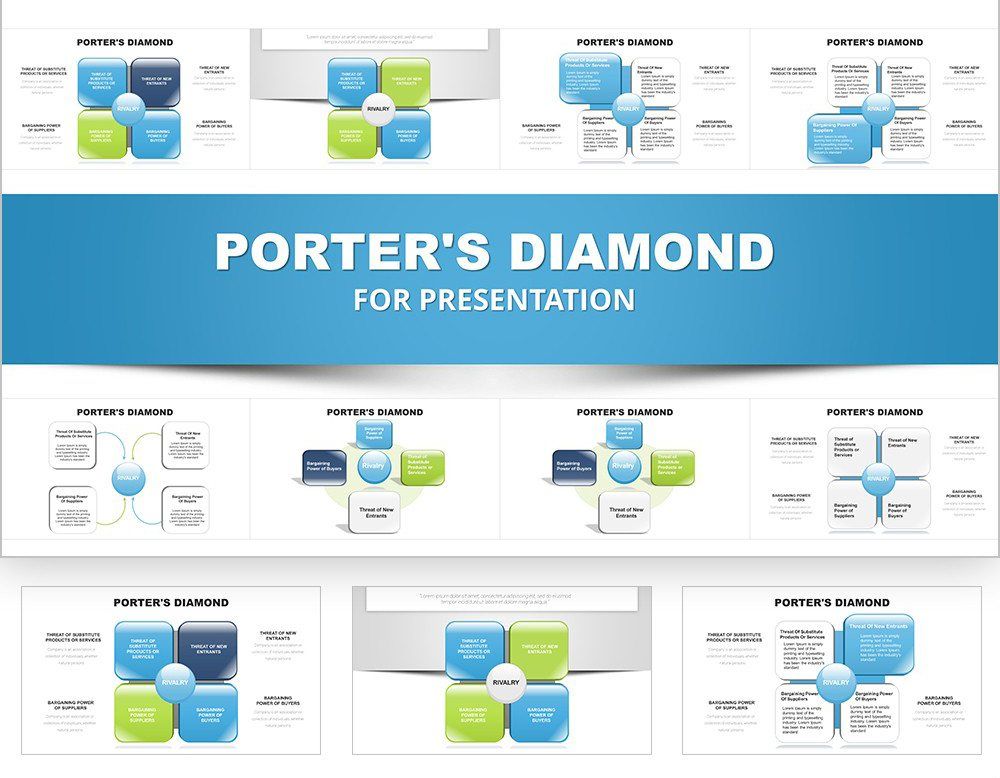 Infographic Porters Diamond PowerPoint chart for presentation