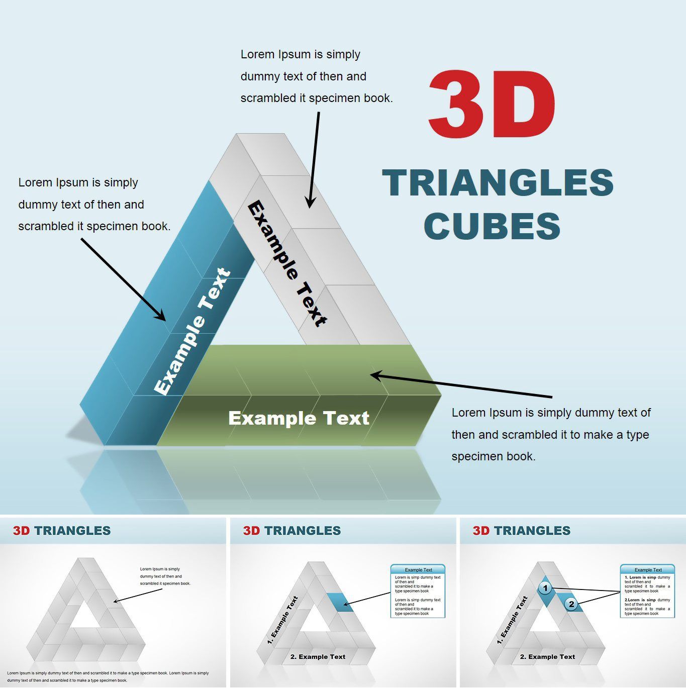 3D Triangles Cubes PowerPoint Charts Template