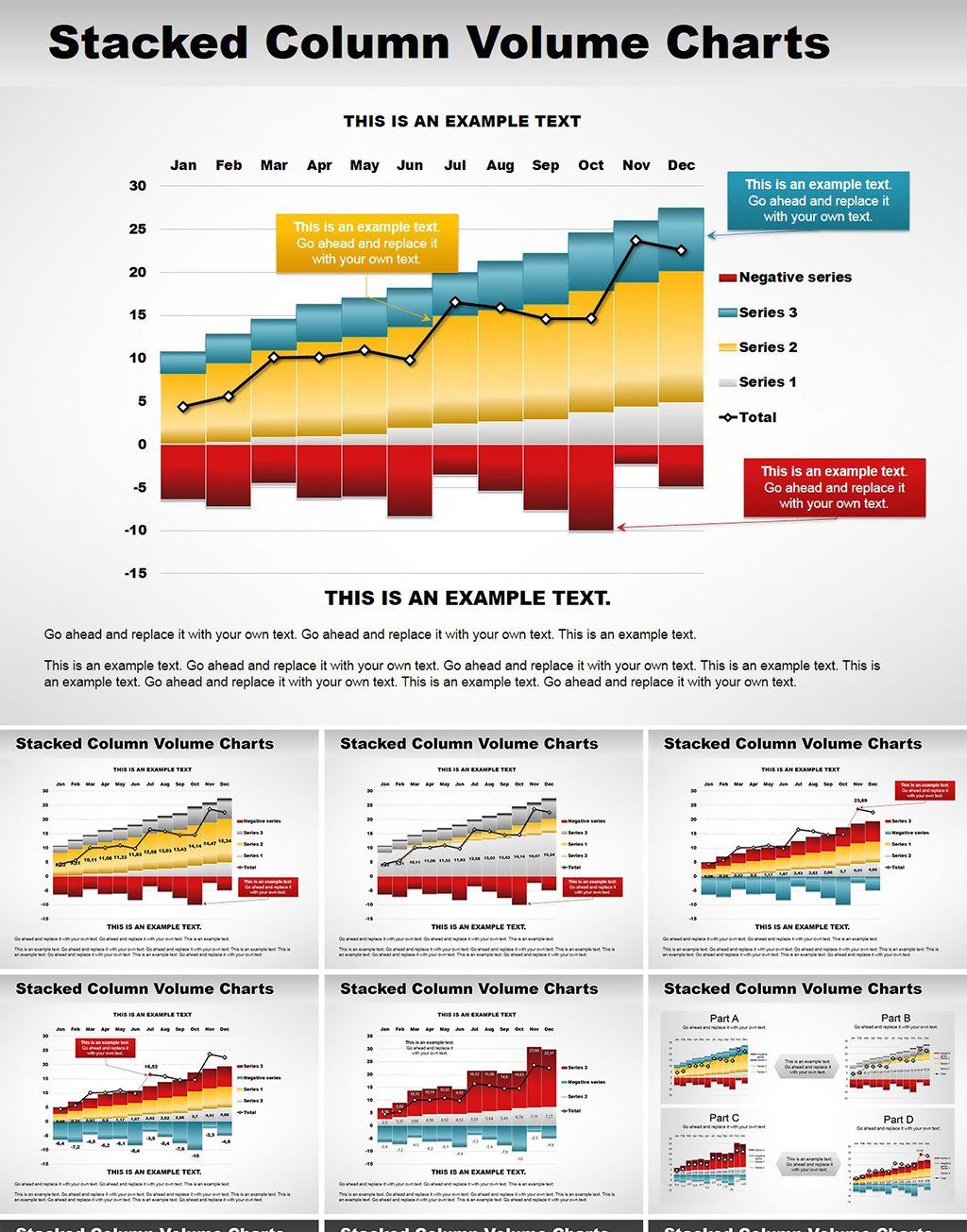 Tacked Column Volume PowerPoint Charts Template Presentation