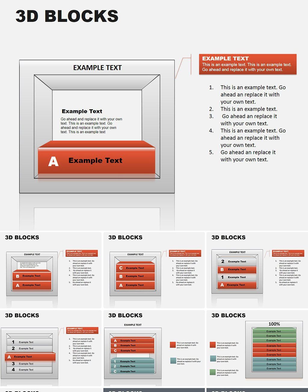 3D Blocks PowerPoint Charts Template - Presentation Download
