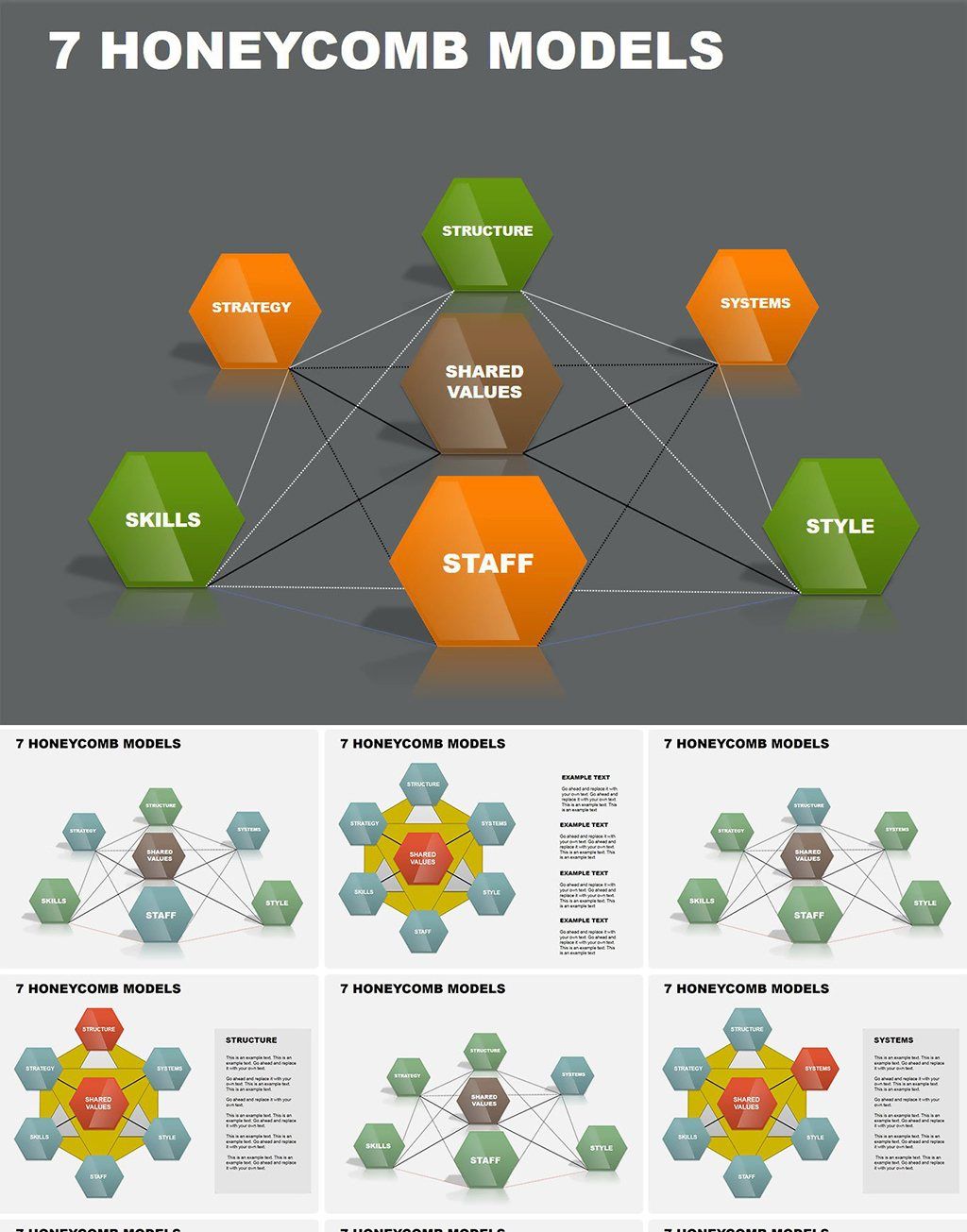 Honeycomb Models PowerPoint Template: Editable Charts