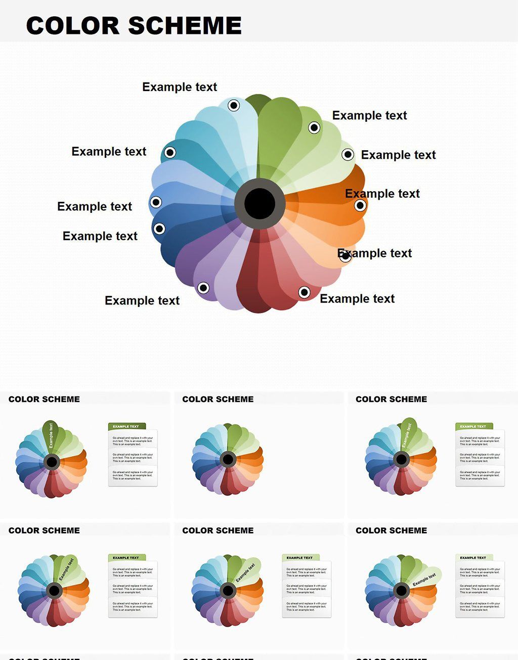 Pie Color Scheme PowerPoint Charts | Template Presentation