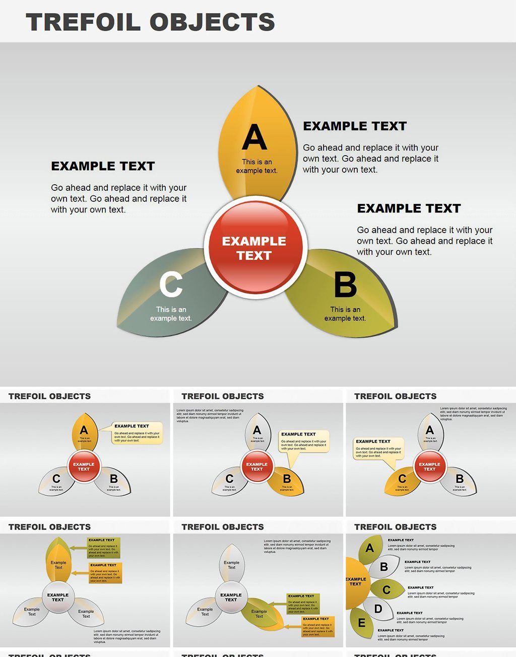 Trefoil Objects PowerPoint Charts Template