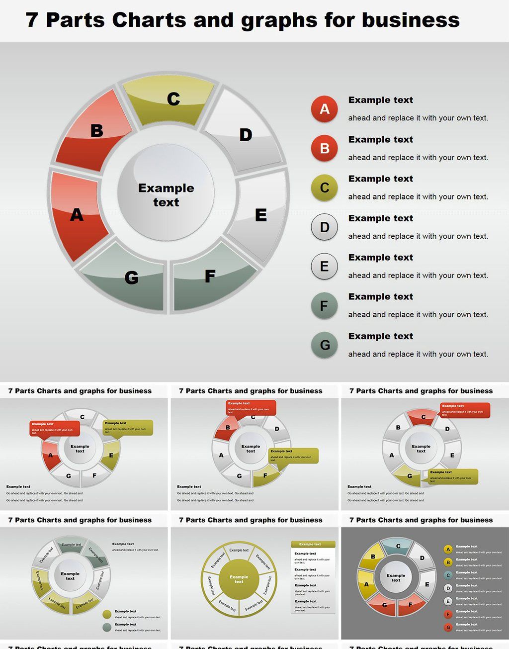7-Part Pie Graphs for Business PowerPoint Charts | Presentation Template