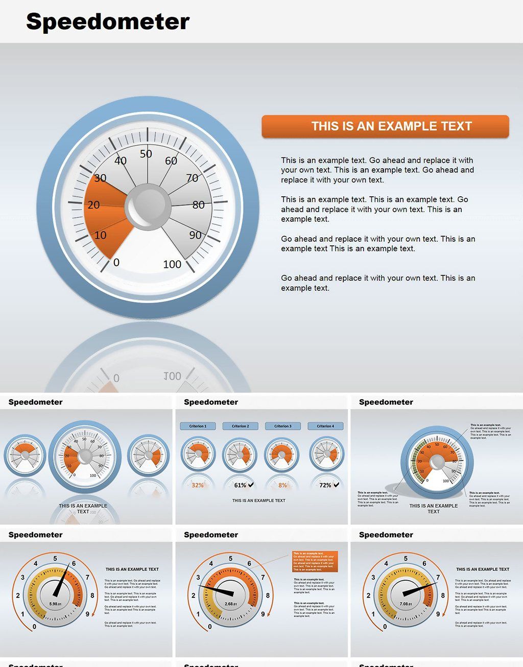 Speedometer PowerPoint Charts Template for Presentations