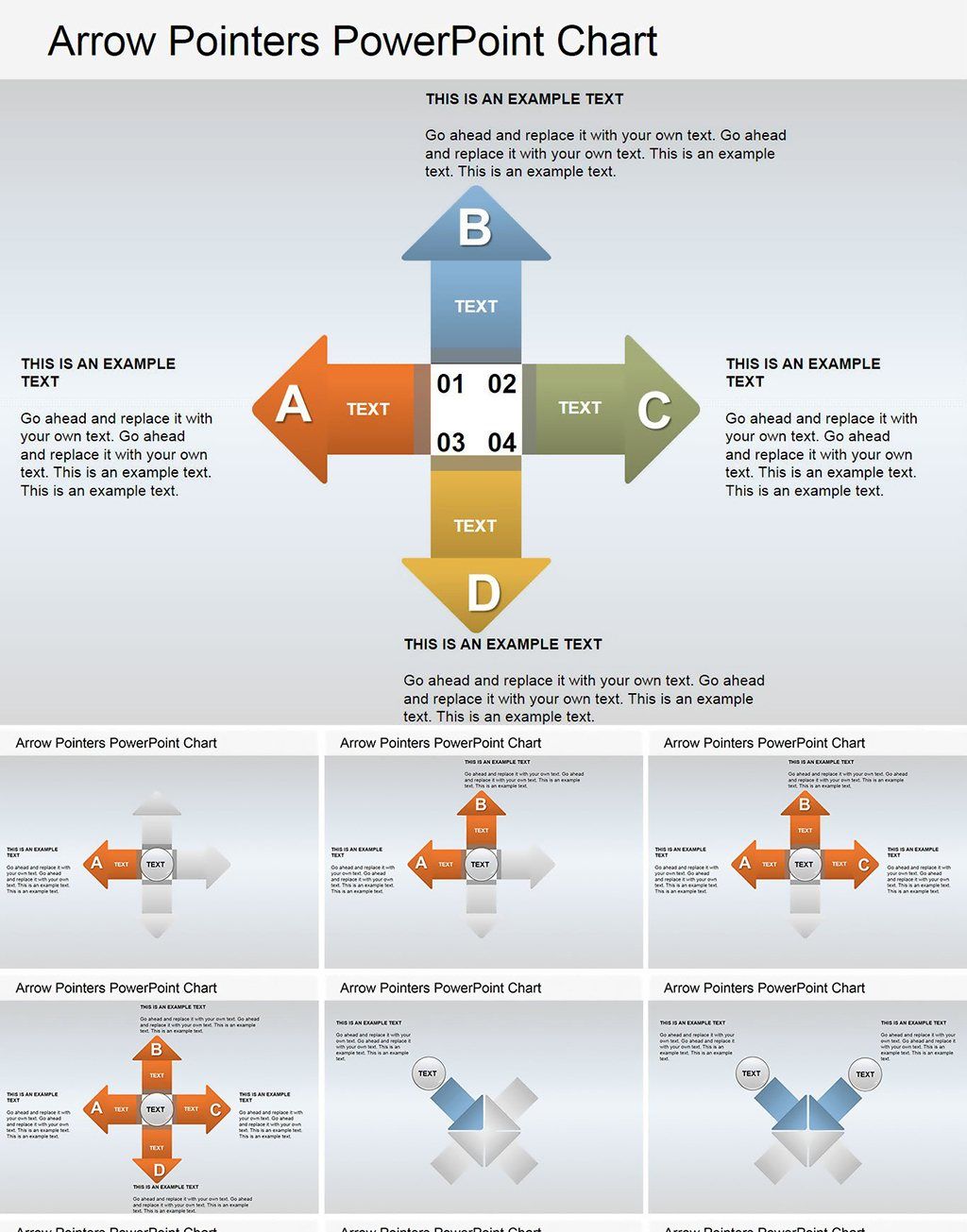 Dynamic Arrow Step Charts PowerPoint Template for Processes