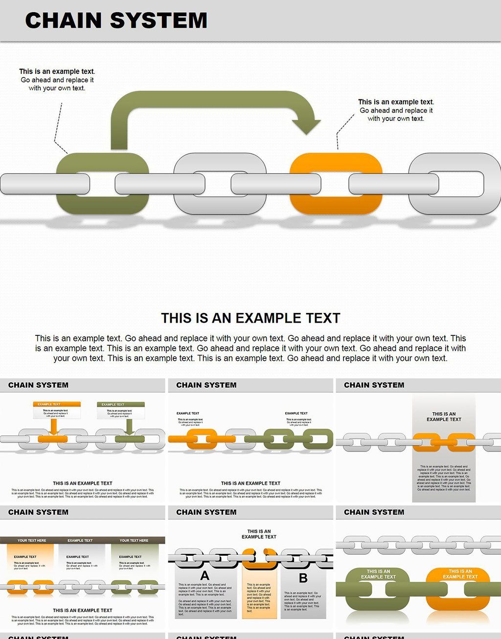 Chain System PowerPoint Charts: Process Flow Template