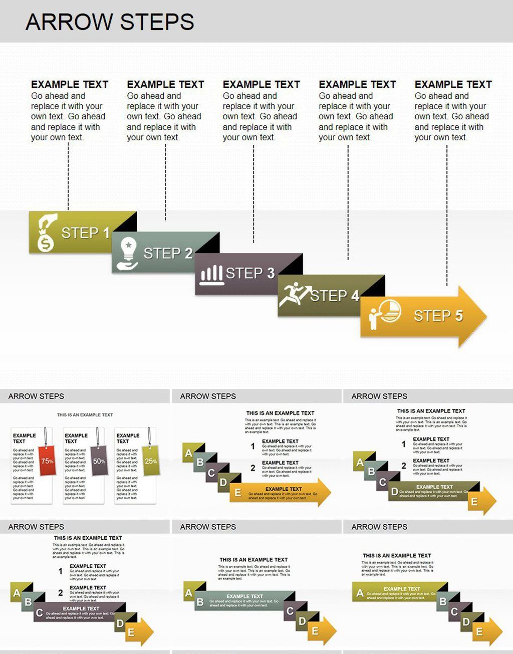 Arrow Steps PowerPoint Charts Template: Download PPTX