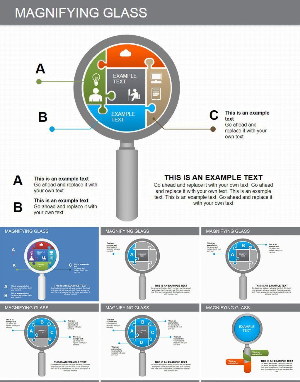 Magnifying Glass PowerPoint Charts | Infographic Template