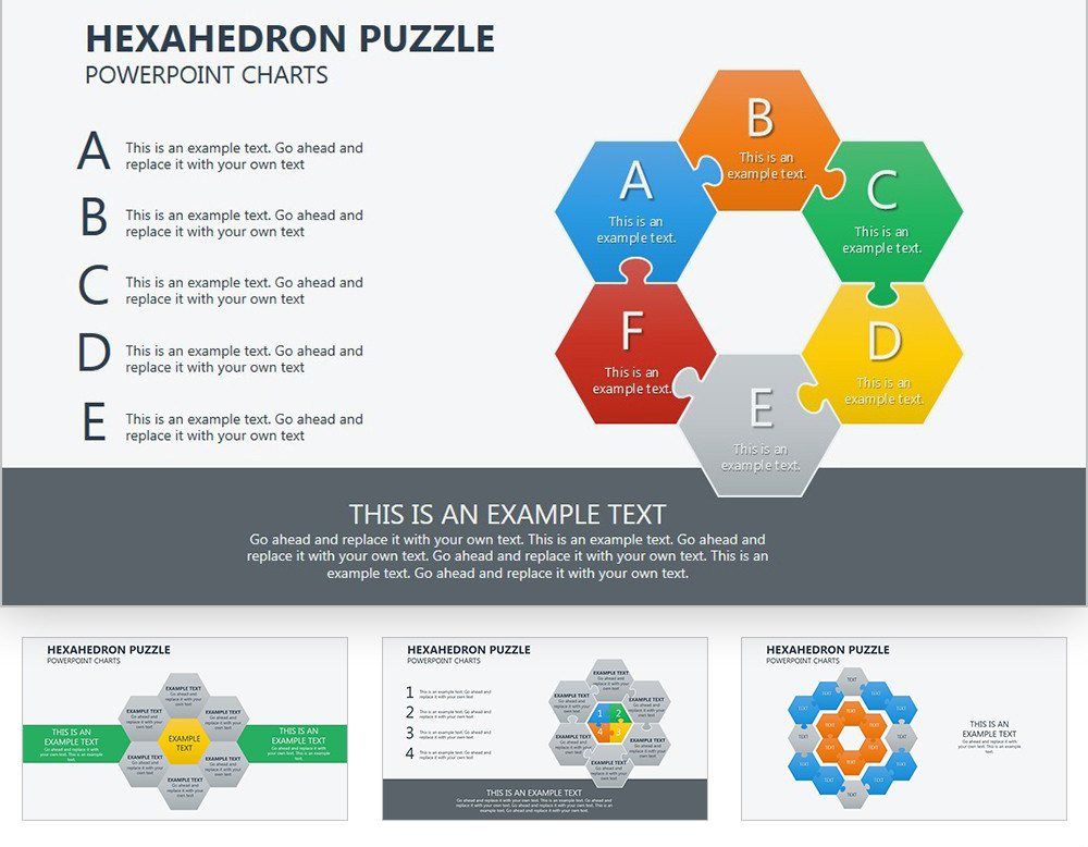 Hexahedron Puzzle PowerPoint Template: 16 Slides
