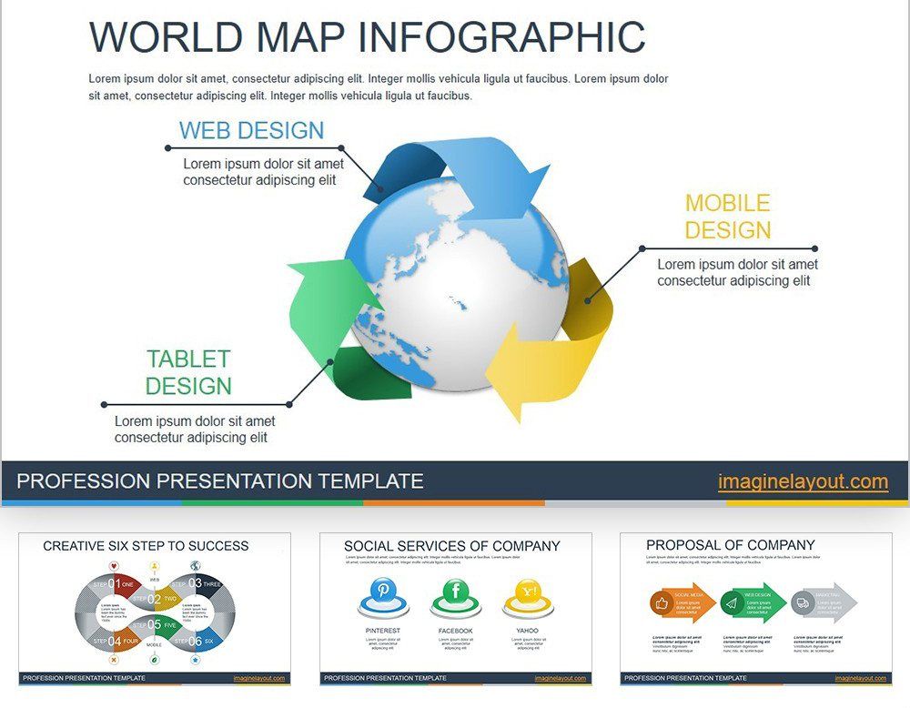 World Map Infographic PowerPoint Charts Template