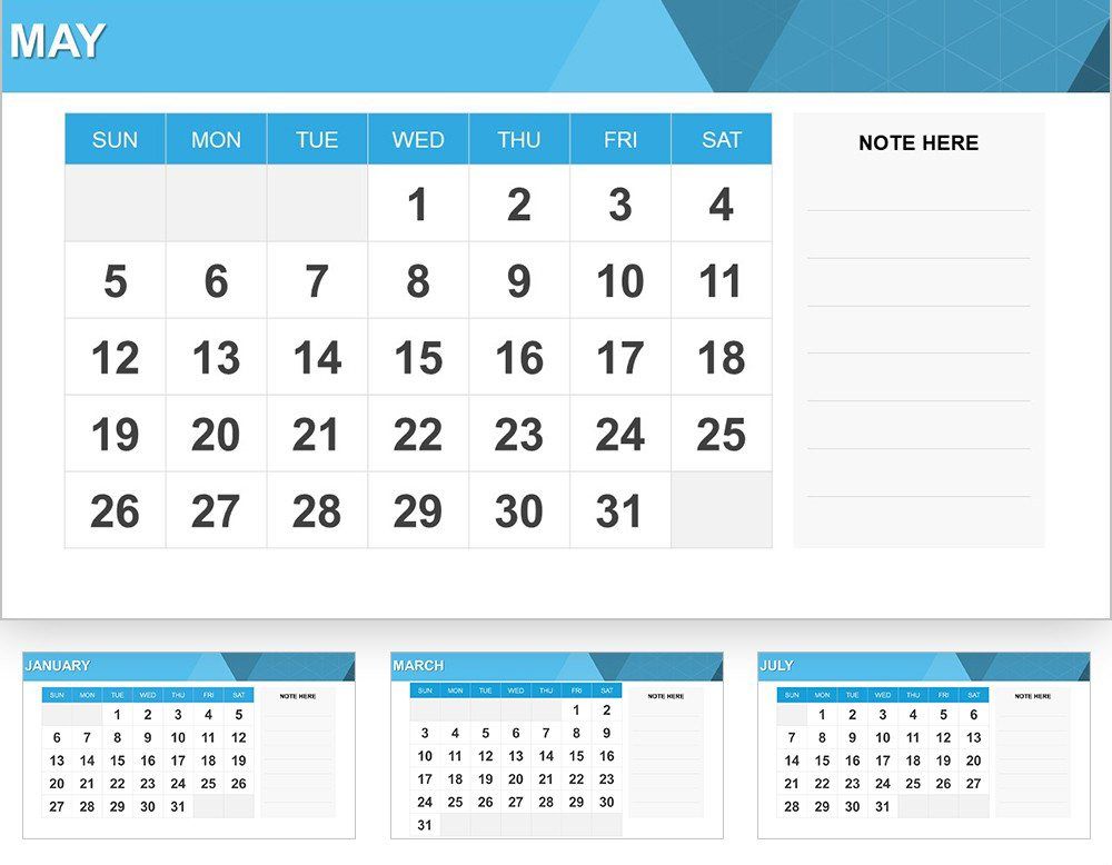 Customizable Calendar PowerPoint Charts Template for Schedules