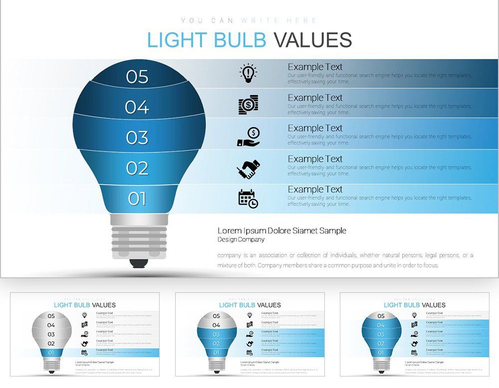 Light Bulb PowerPoint Template: 14 Idea Charts