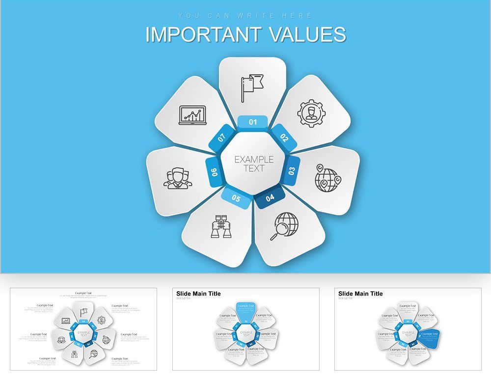Petal Flower PowerPoint Charts Template for Presentation