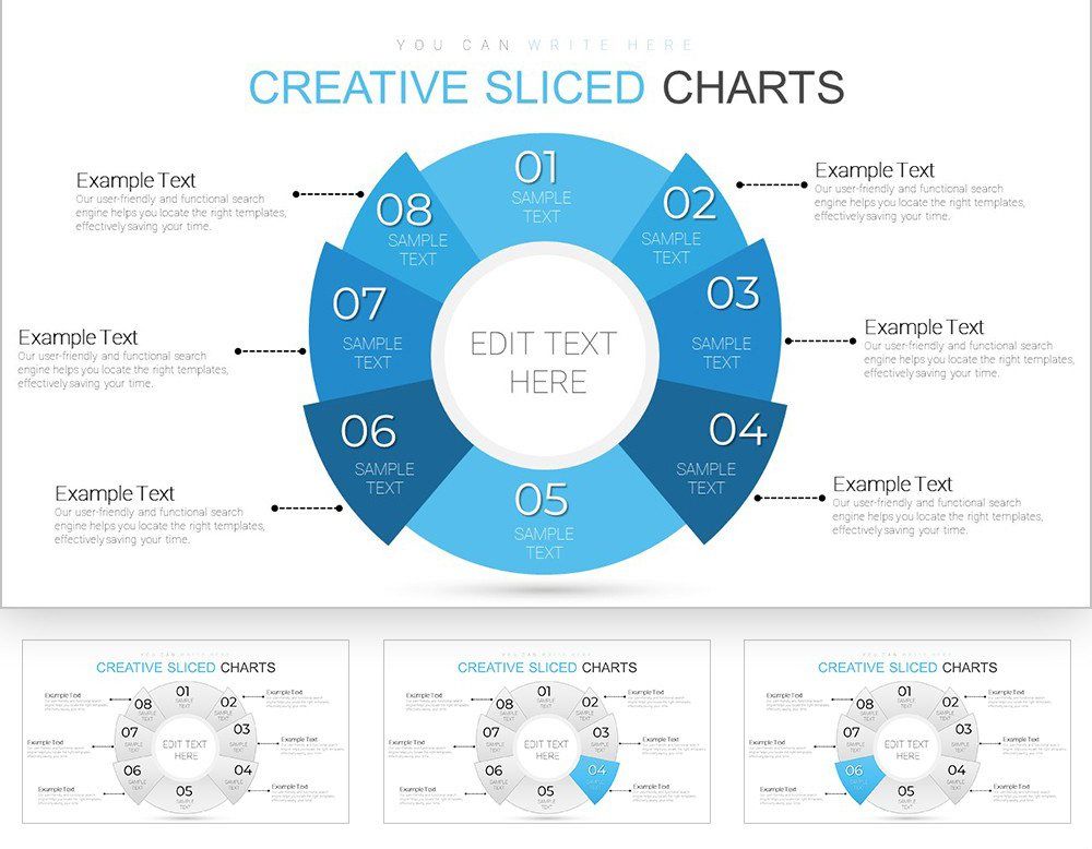 Creative Sliced PowerPoint Charts Template: Versatile for Visualization
