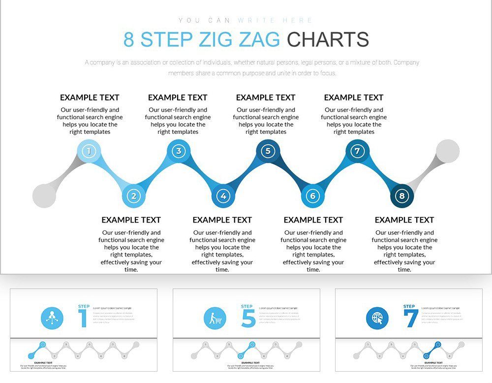 Step Zig Zag PowerPoint Charts Template