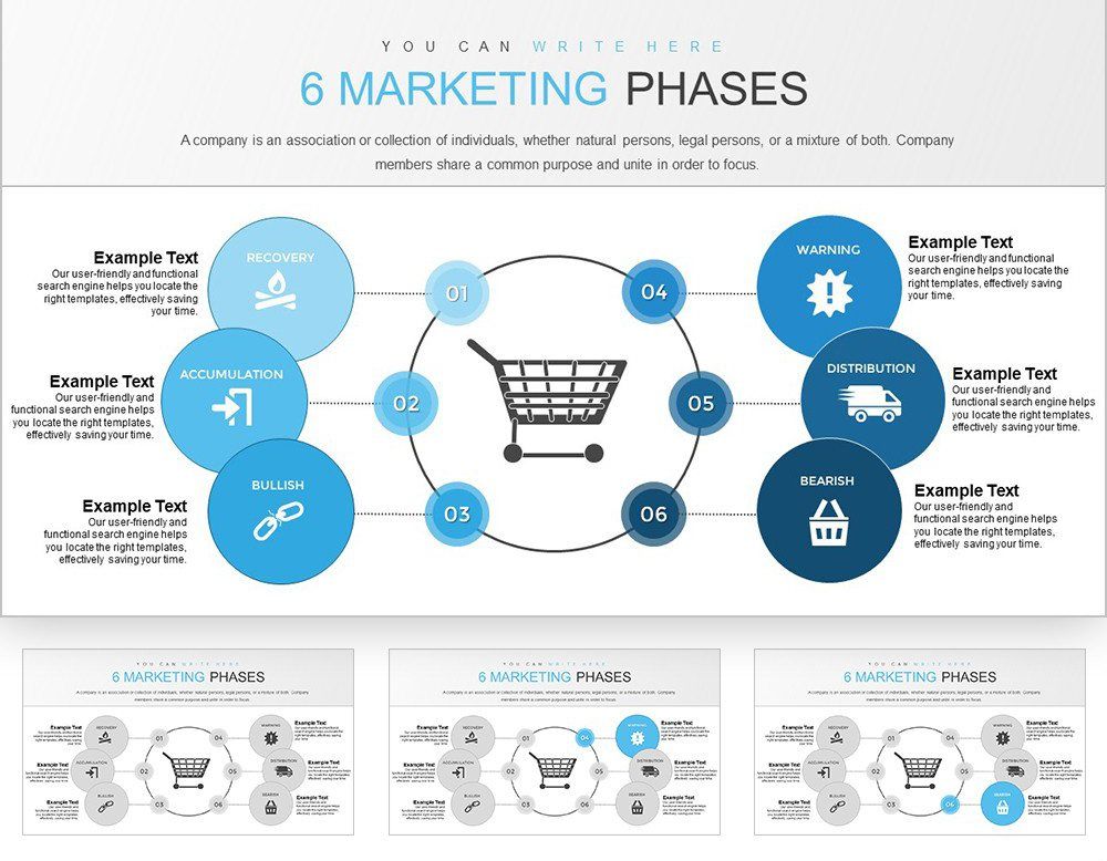 6 Marketing Phases PowerPoint Charts Template