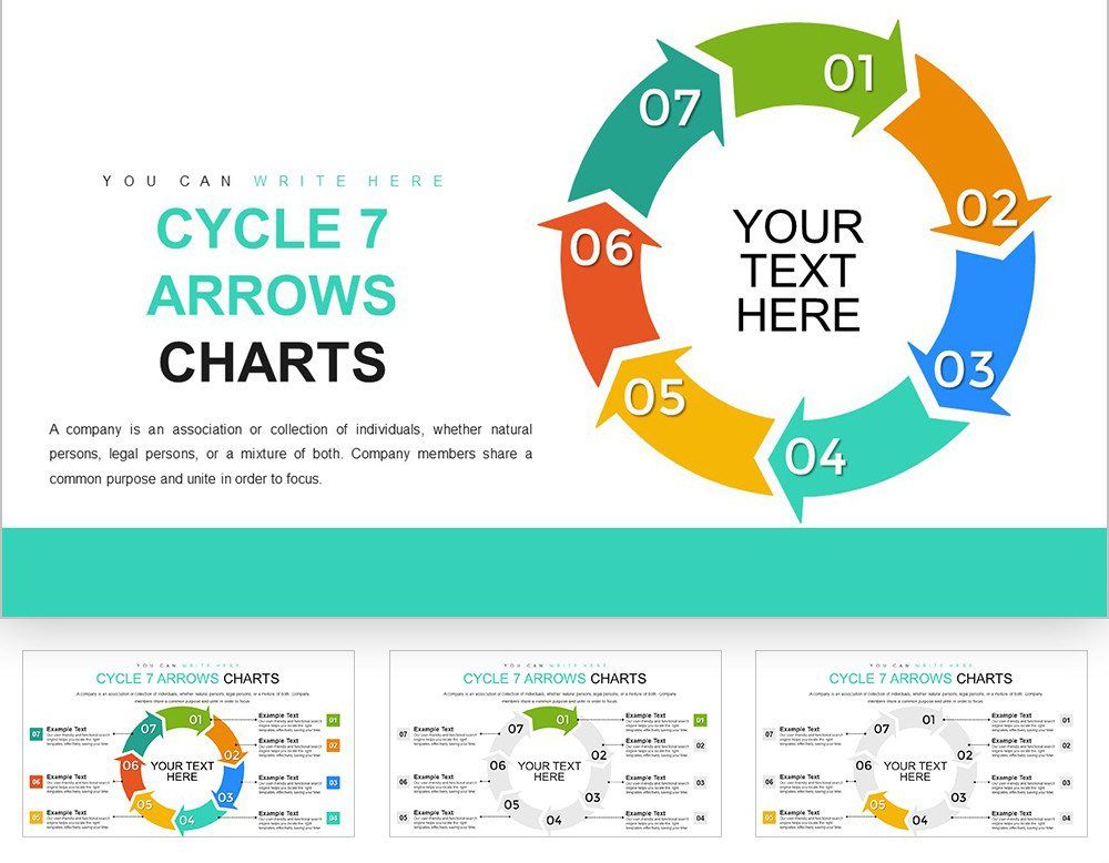 7-Step Cycle Arrows PPT Template