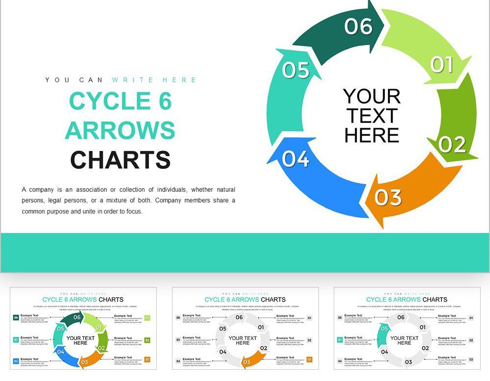 6-Step Cycle Arrows PPT Charts