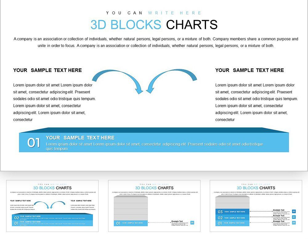 3D Blocks PowerPoint Charts Template for Presentation