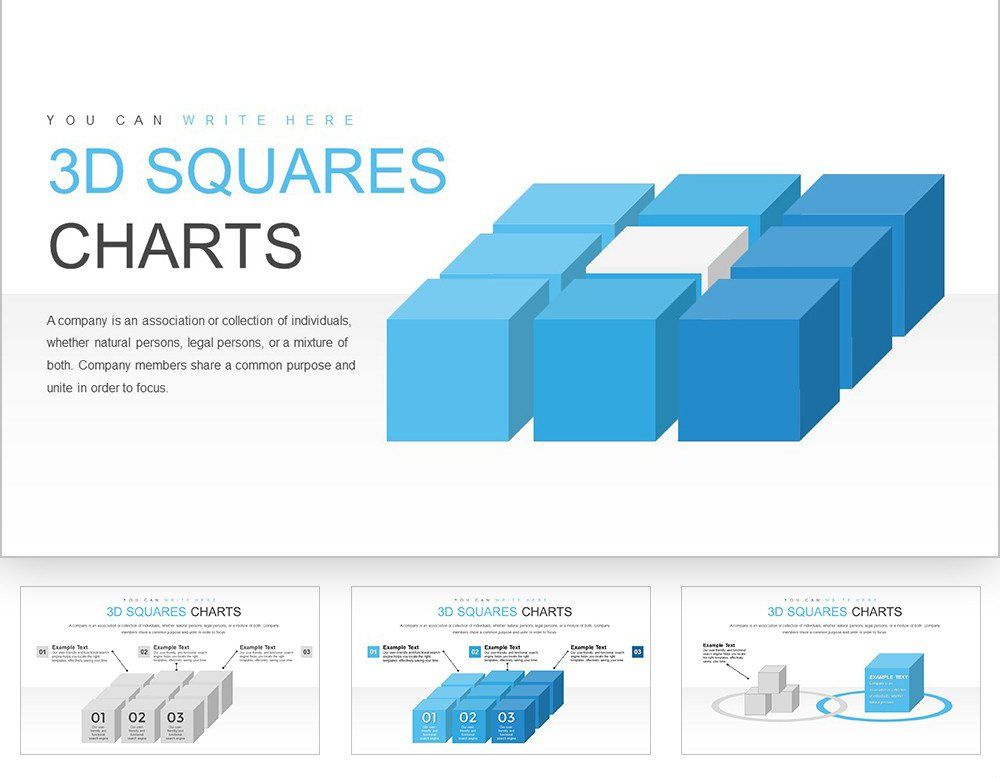 3D Squares Cube PowerPoint Charts | Template Presentation