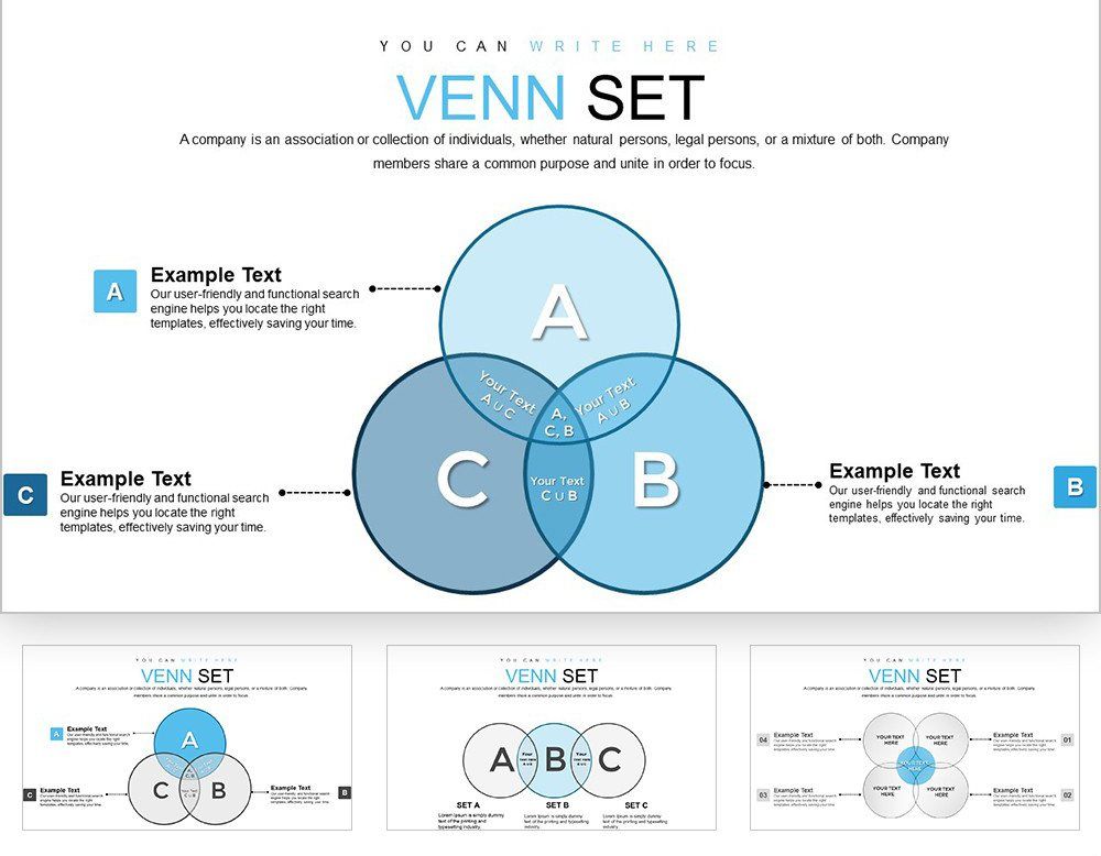 Venn Unions and Intersections PowerPoint Charts Template: Download PPTX