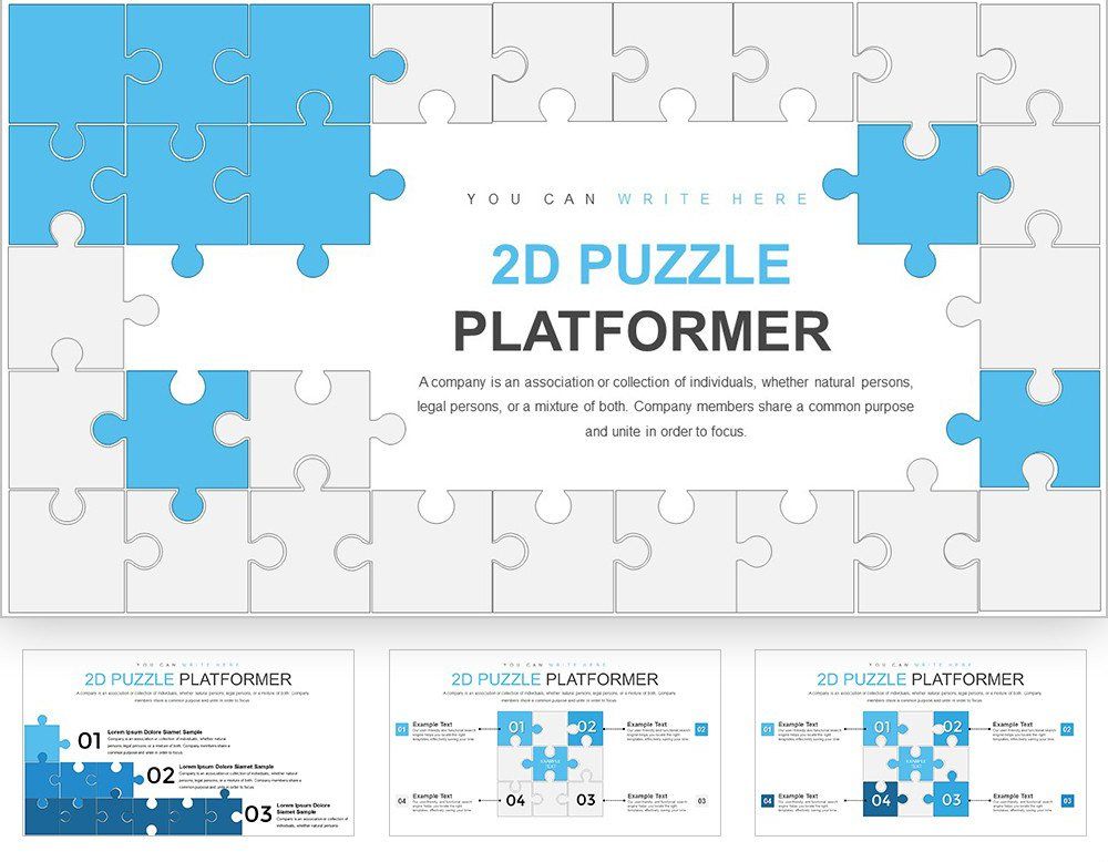 2D Puzzles Platformed PowerPoint Charts Template