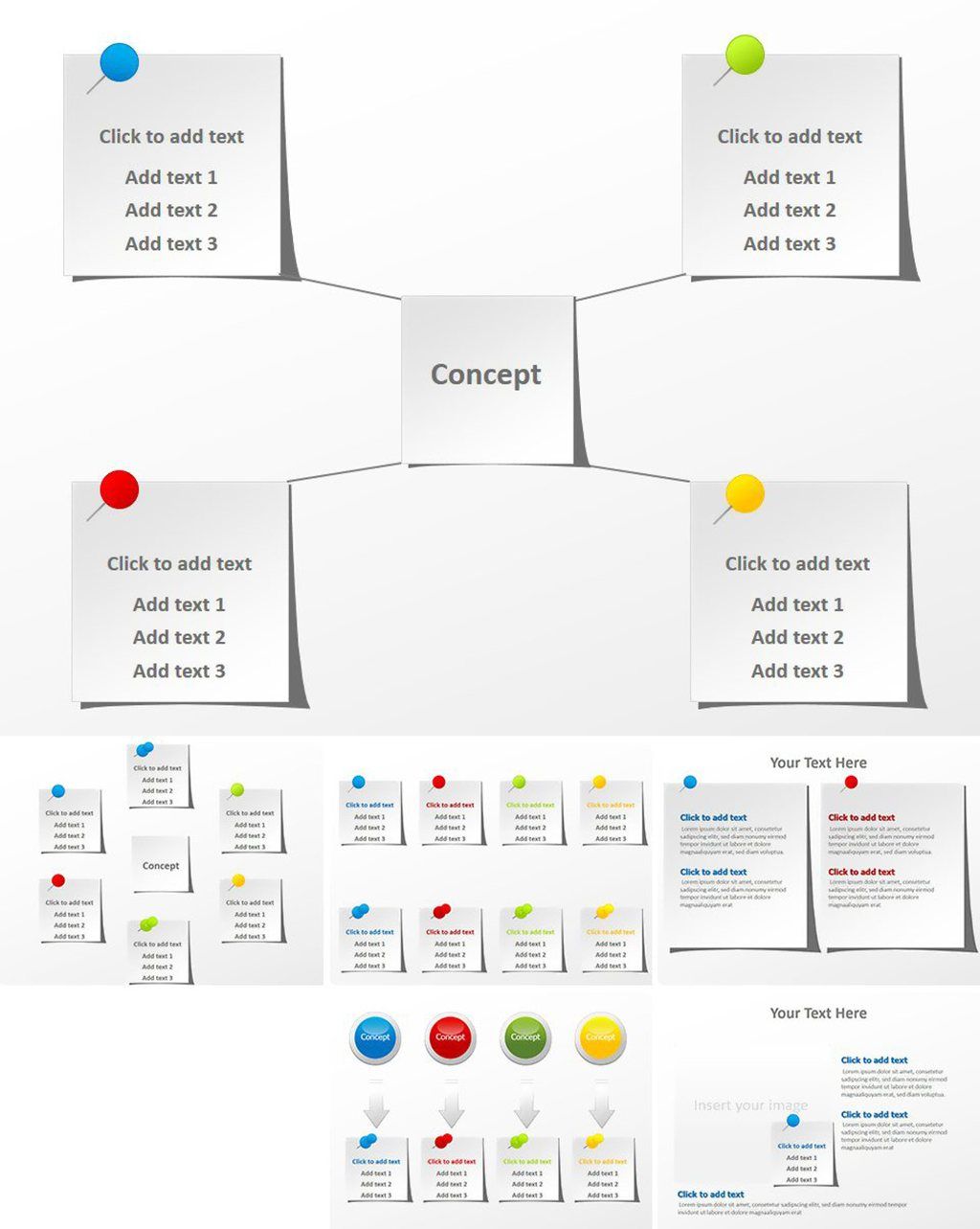 Paper Stickers PowerPoint Diagrams: Visual Labels