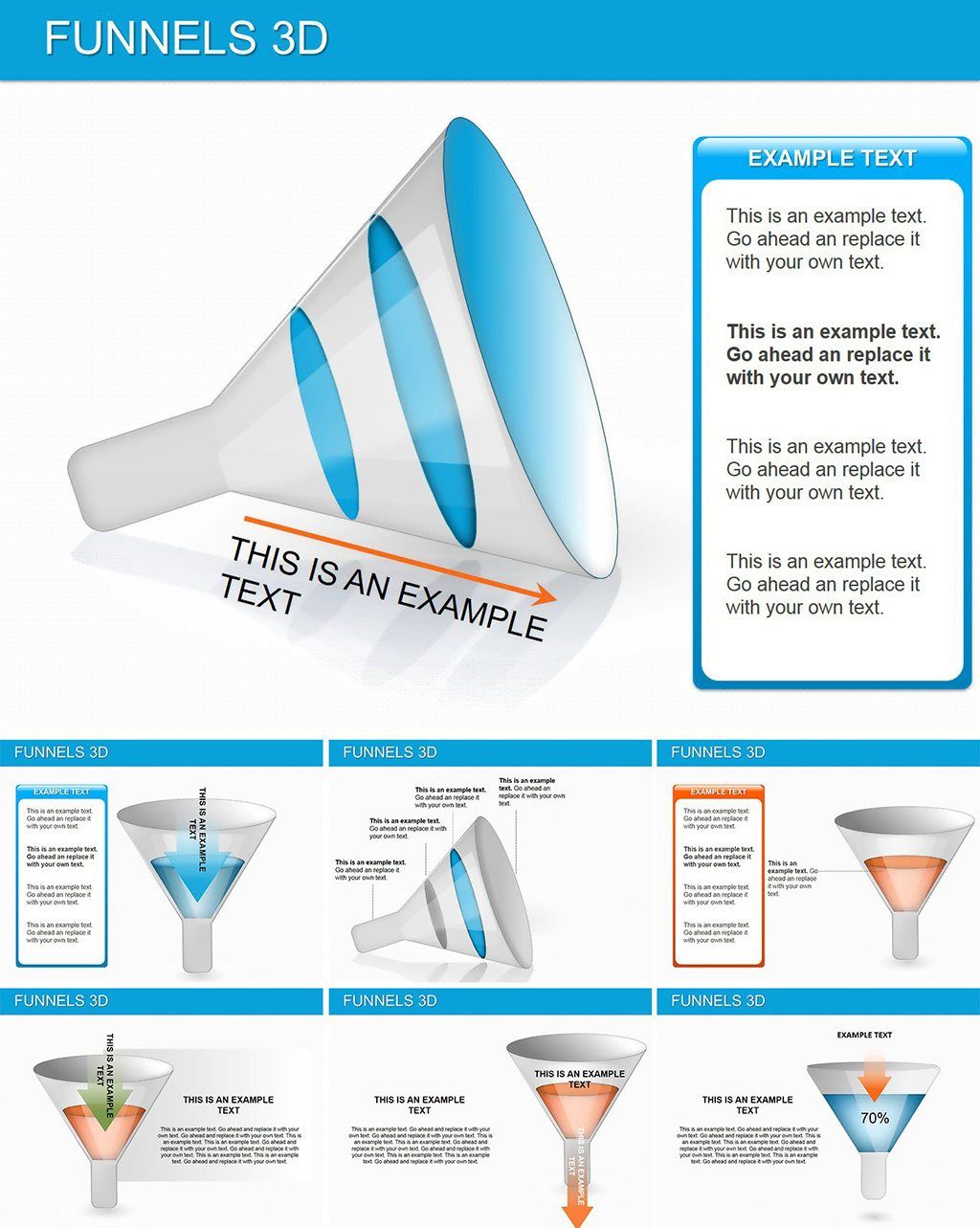 Funnels 3D PowerPoint diagrams