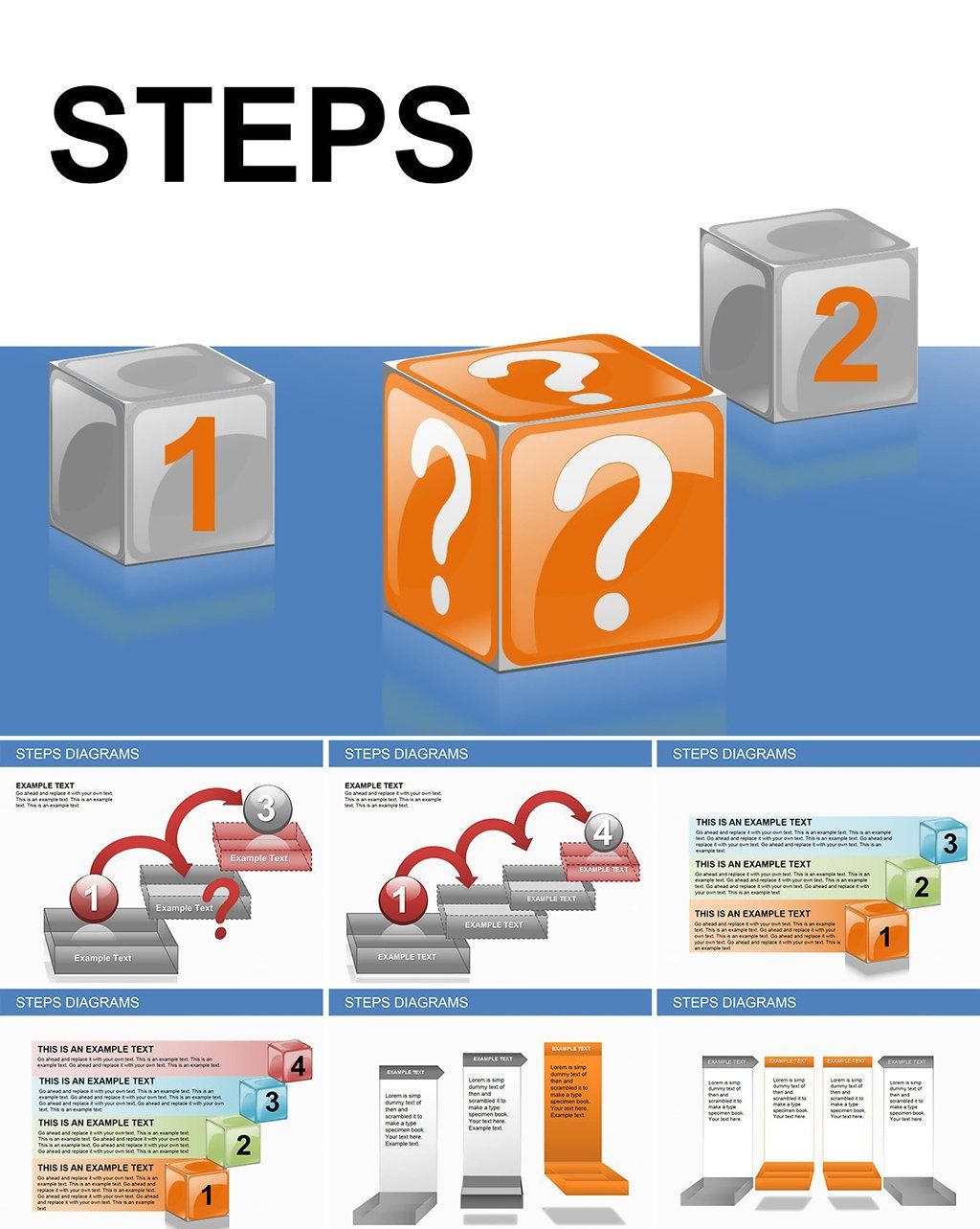 Steps PowerPoint diagrams - 3D, Business Models, Cubes