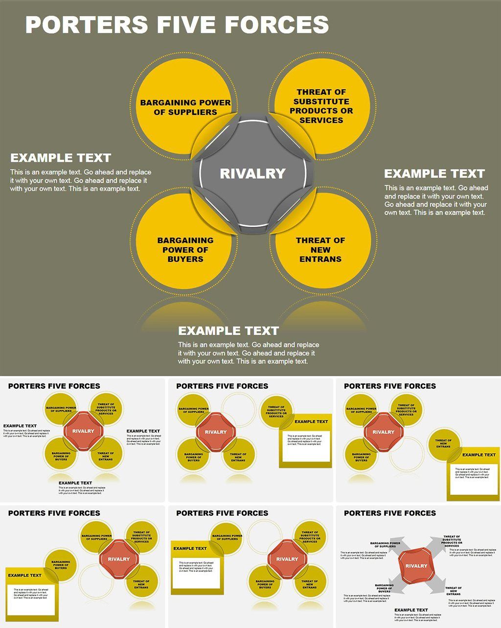 Porters Five Forces PowerPoint diagrams