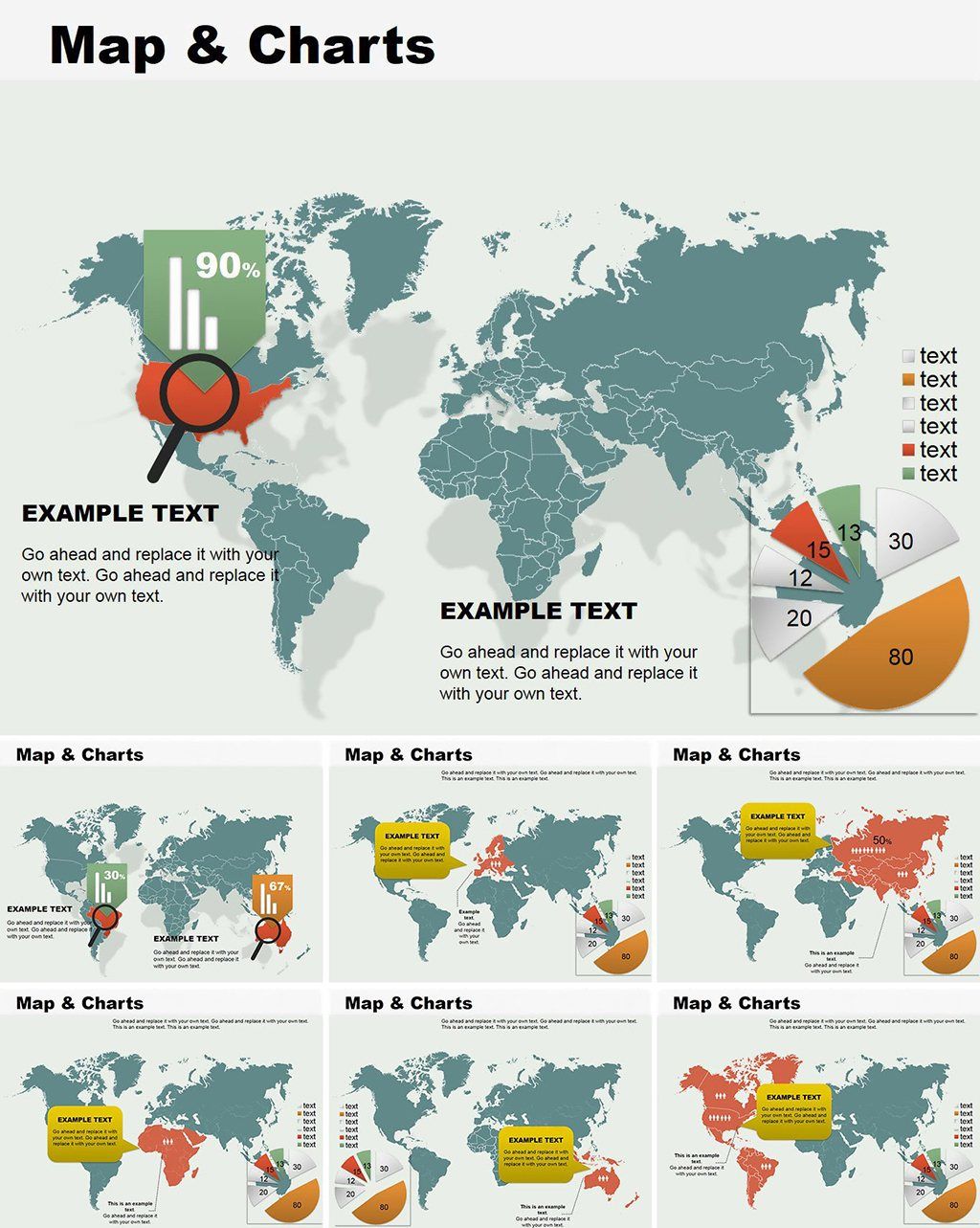 Map and Charts PowerPoint Diagrams