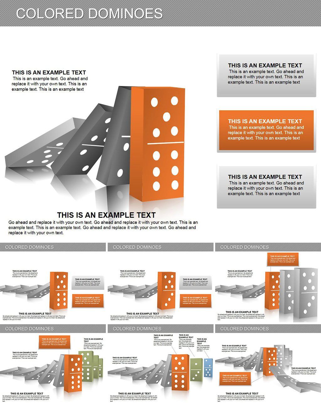 Colored Domino PowerPoint Diagrams: Download PPTX